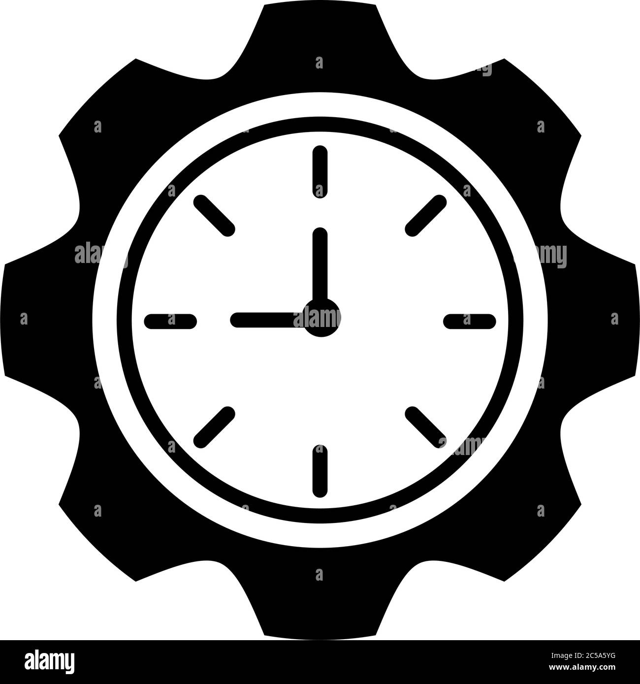 time clock with gear silhouette style icon vector illustration design ...