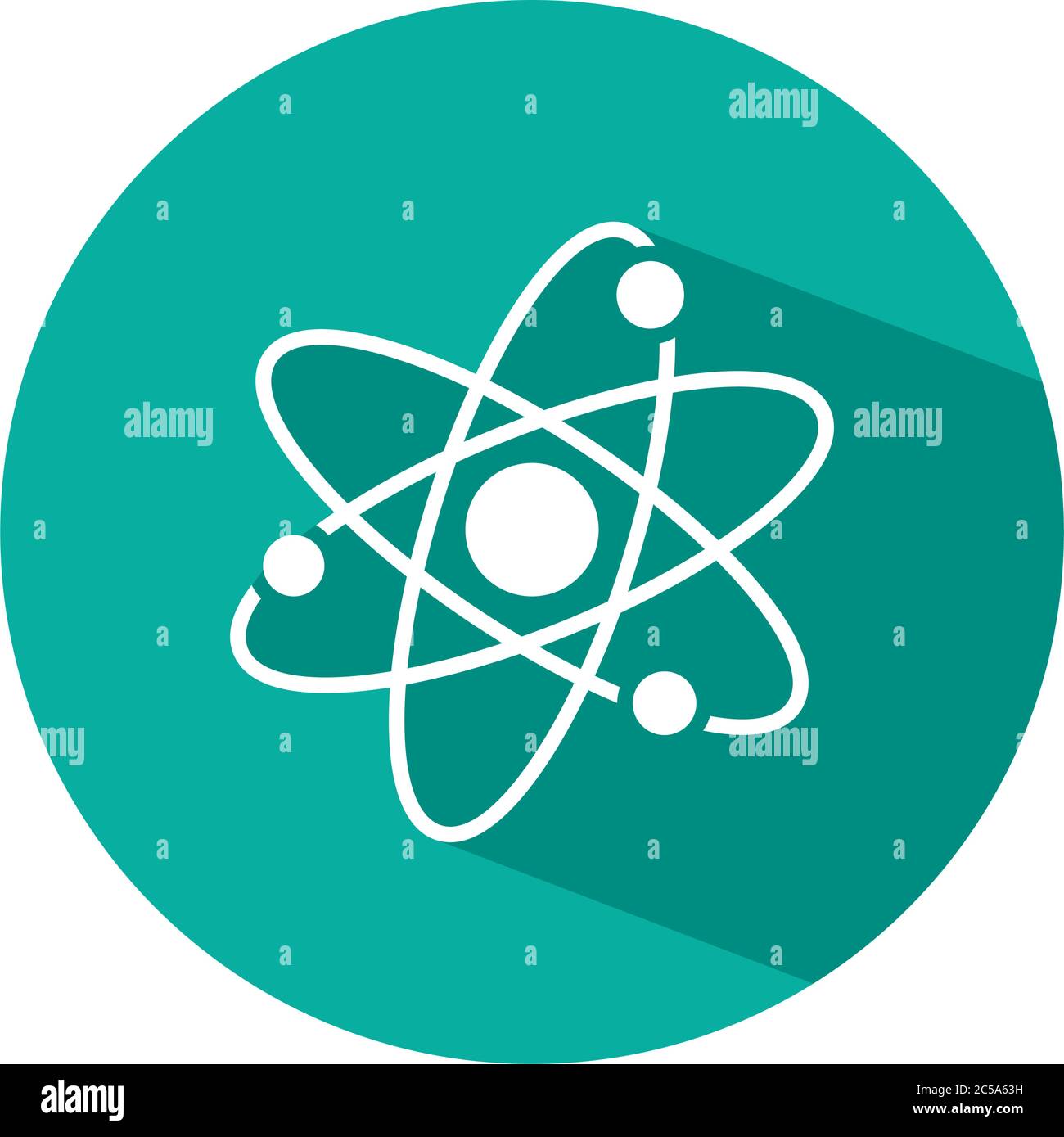 chemical atom icon over white background, block style, vector ...