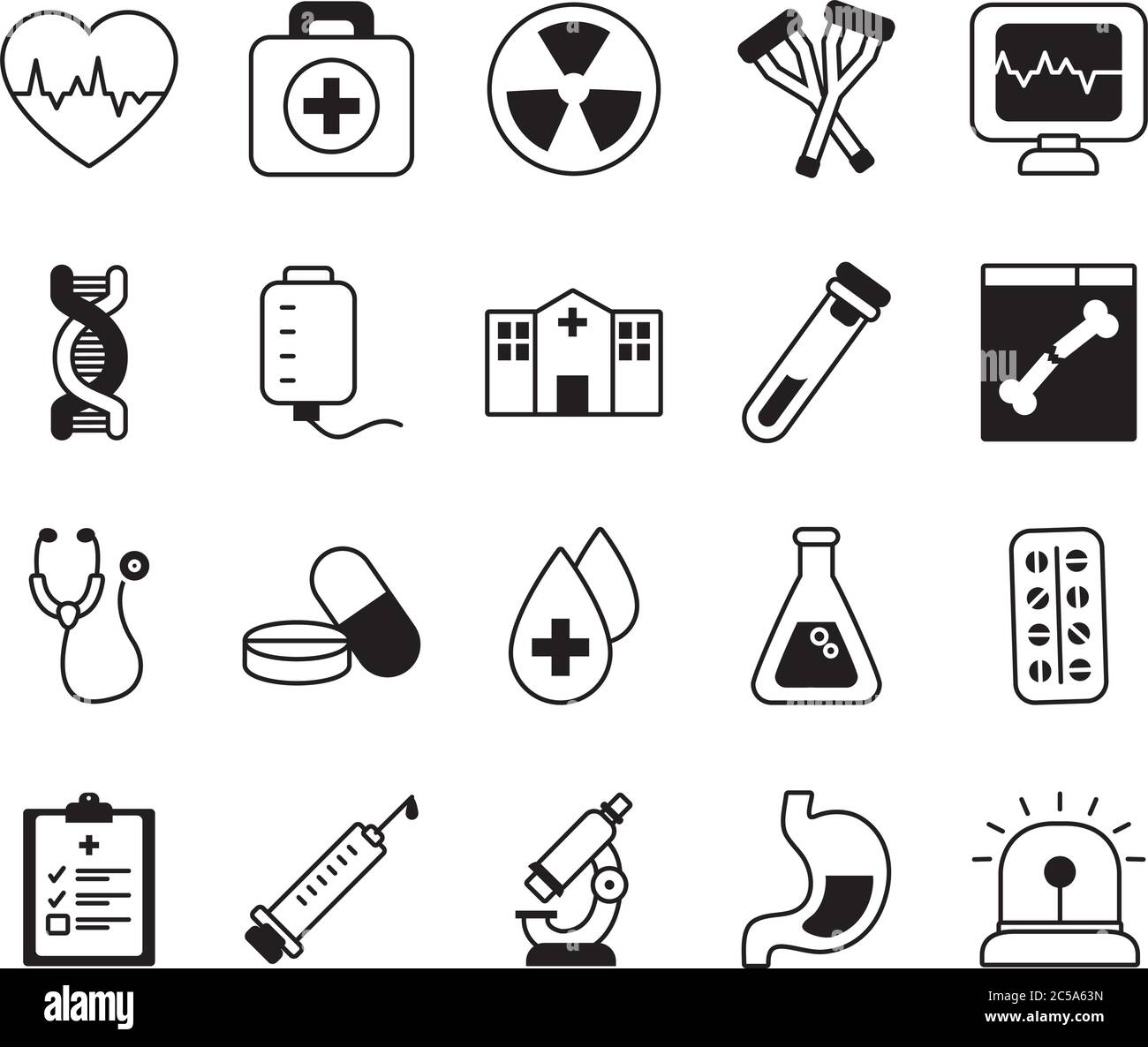cardio heart and medical icon set over white background, line style ...
