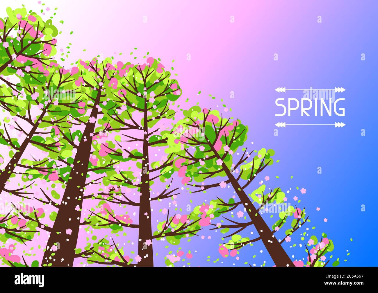 Spring forest background with stylized trees Stock Vector Image & Art ...