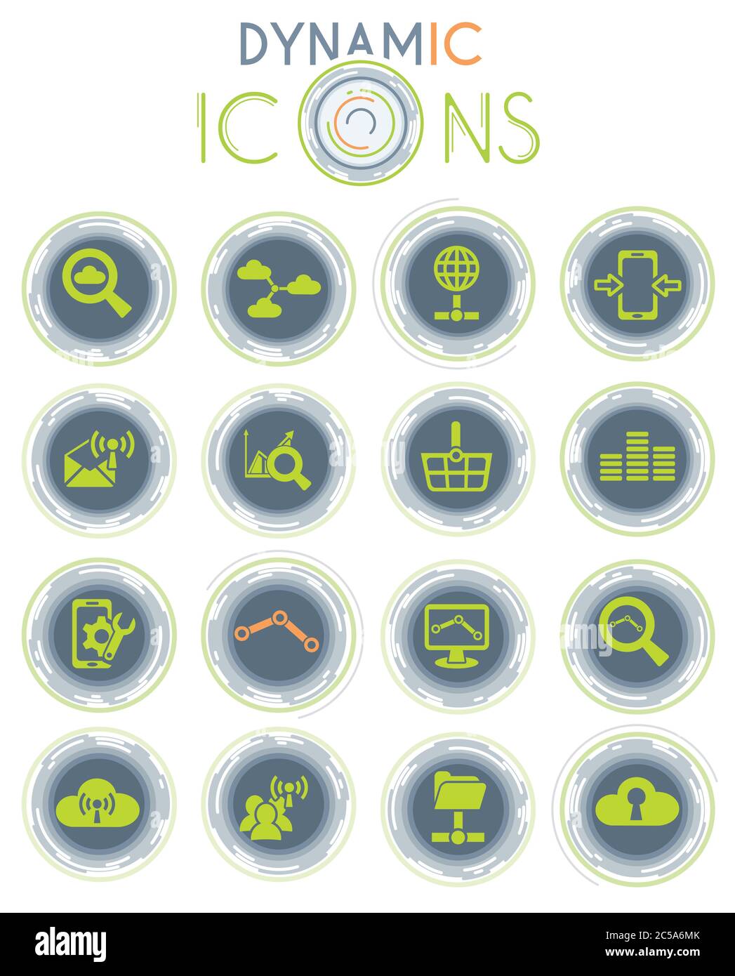 data analytic and social network dynamic icons Stock Vector Image & Art ...
