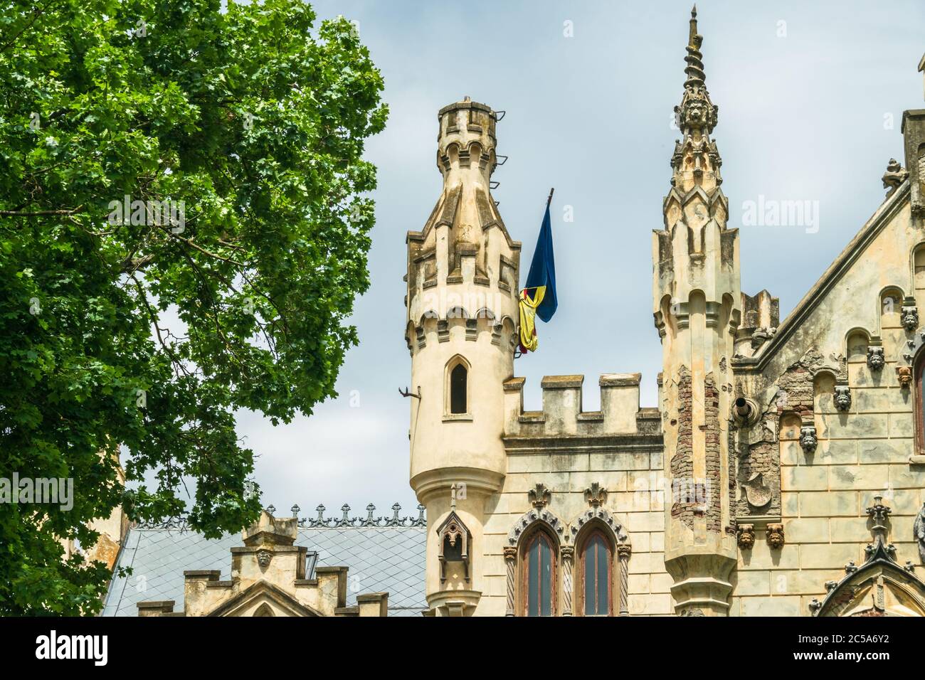 The towers of the Sturdza castle in Miclauseni, Romania Stock Photo - Alamy