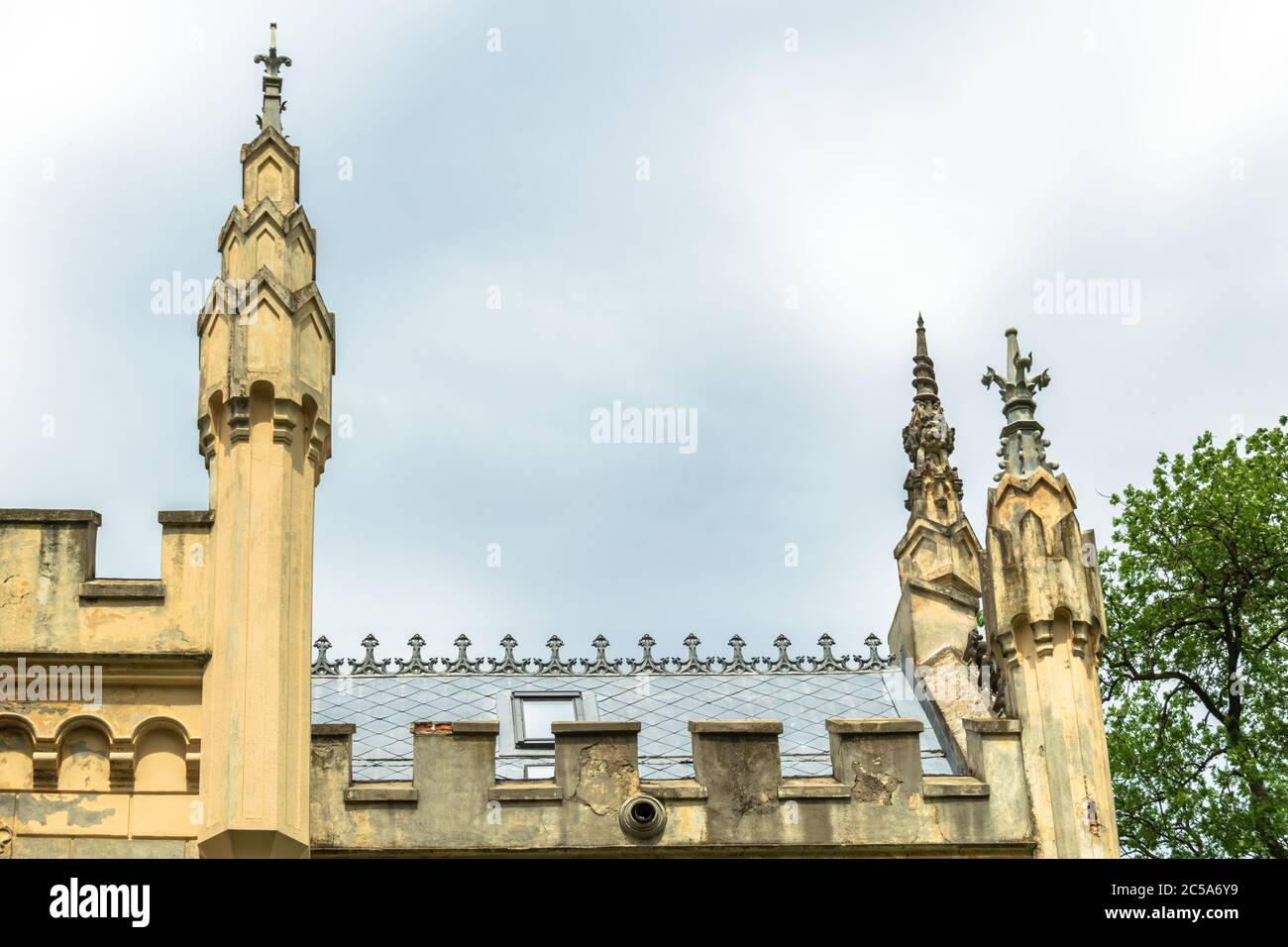 The towers of the Sturdza castle in Miclauseni, Romania Stock Photo - Alamy
