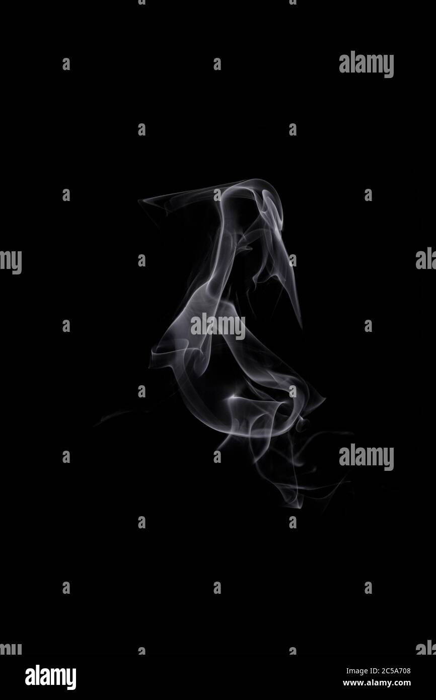 Abstract white smoke or steam swirls on black background Stock Photo ...