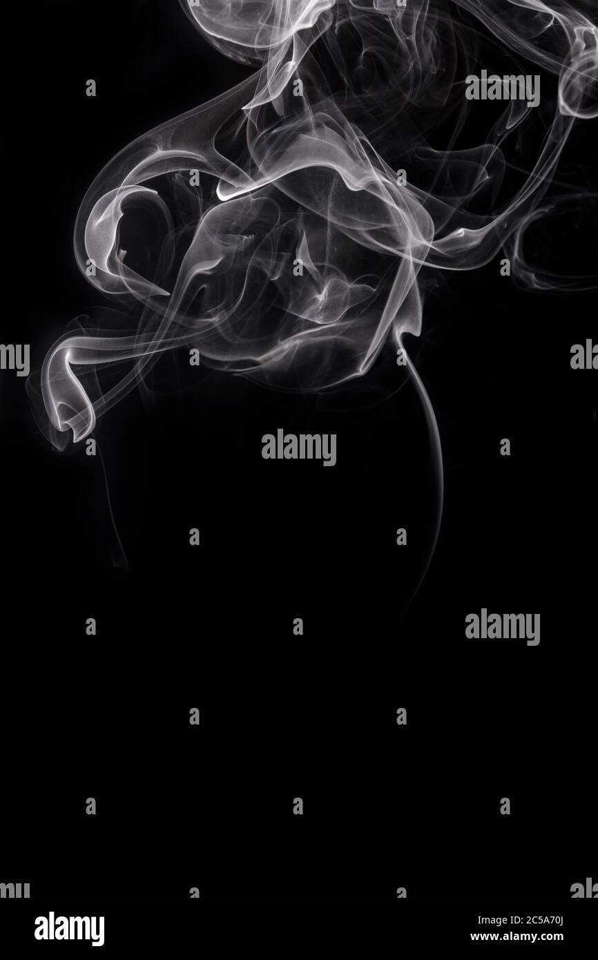 Abstract white smoke or steam swirls on black background Stock Photo ...
