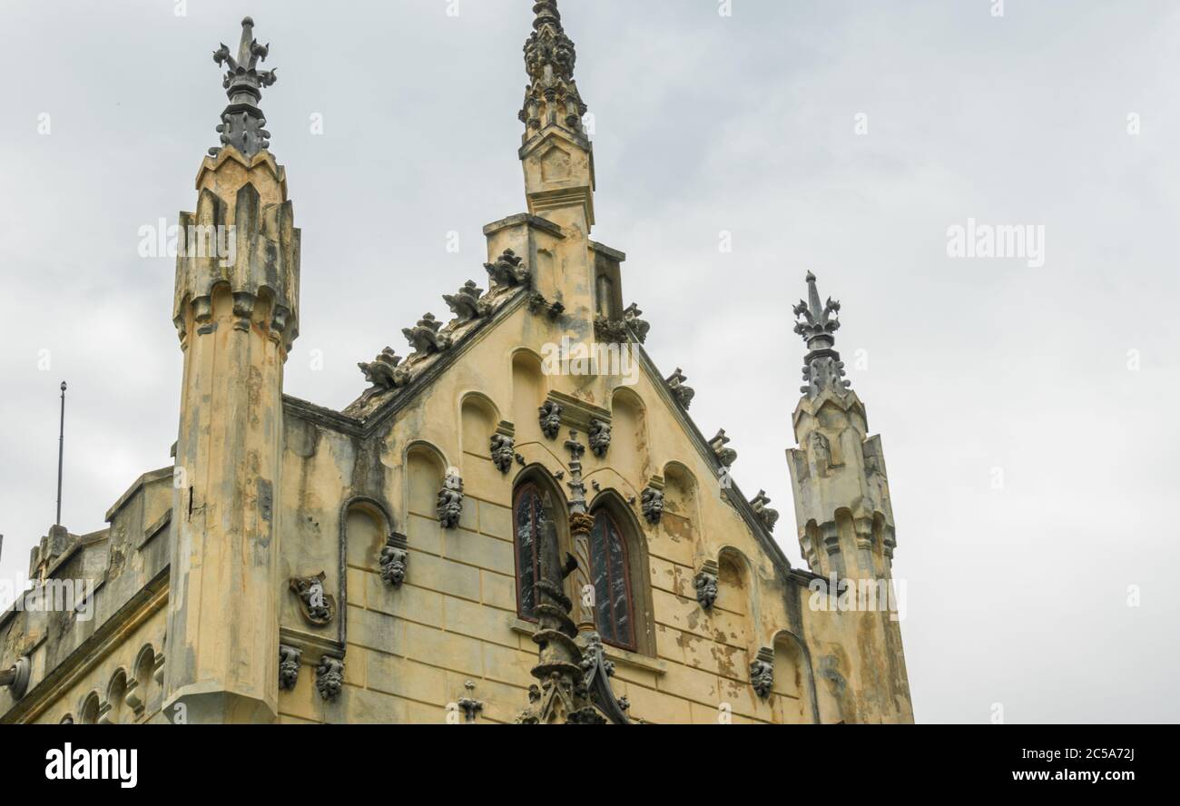 The right side of the Sturdza castle in Miclauseni, Romania Stock Photo ...