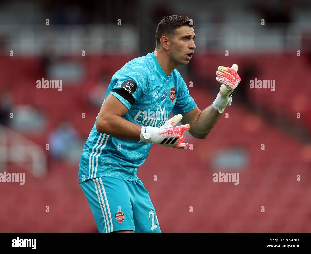 Arsenal goalkeeper Emiliano Martinez during the Premier League match at ...