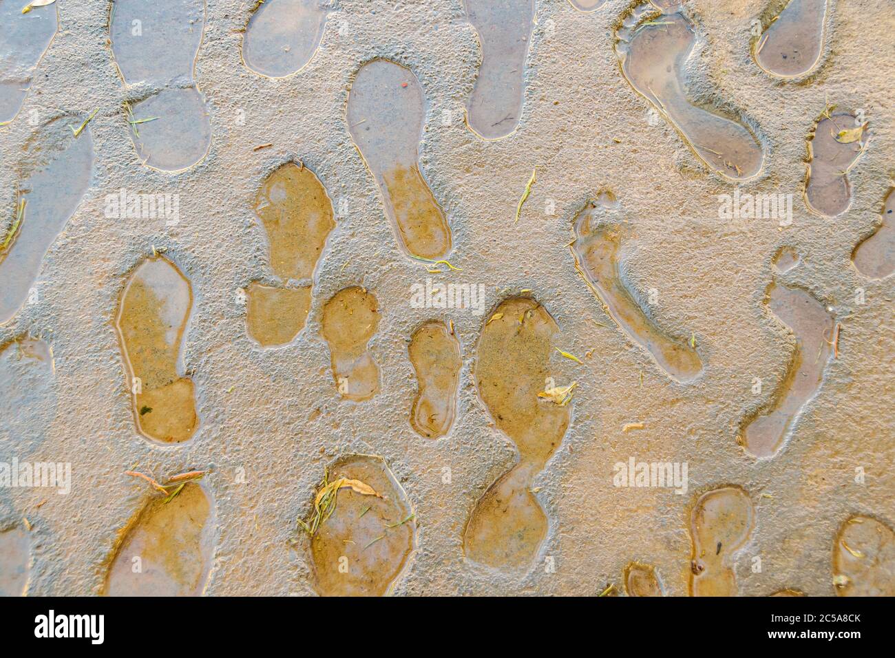 High angle shot footsteps sculpture, bicentennial square, san juan ...