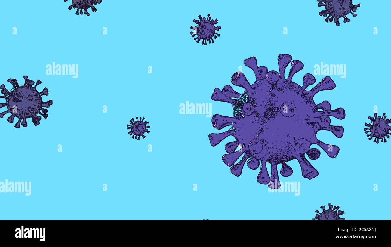 Corona Virus Banner Azure Violet Cartoon Isolated with Color Background ...