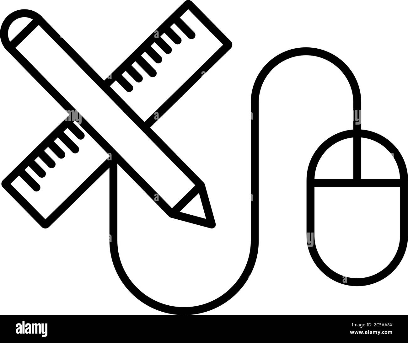 mouse hardware with education supplies online line style icon vector ...