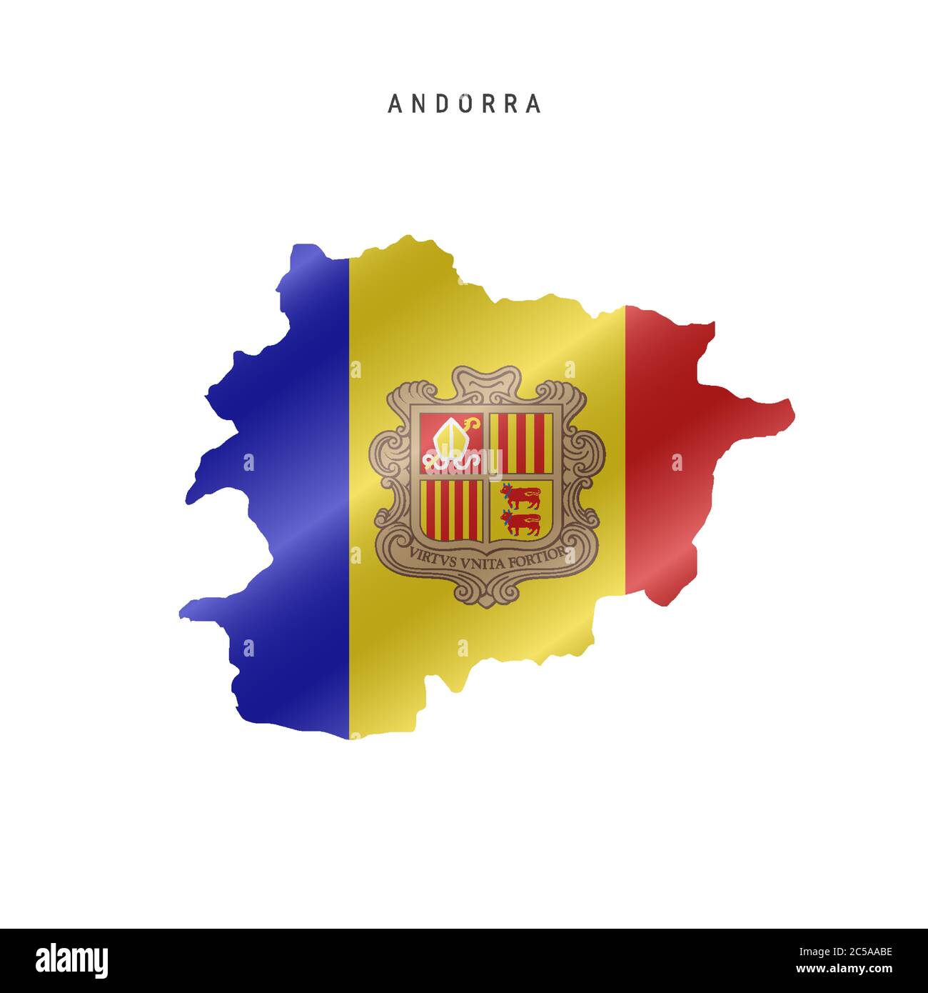 Detailed waving flag map of Andorra. Vector map with masked flag Stock ...