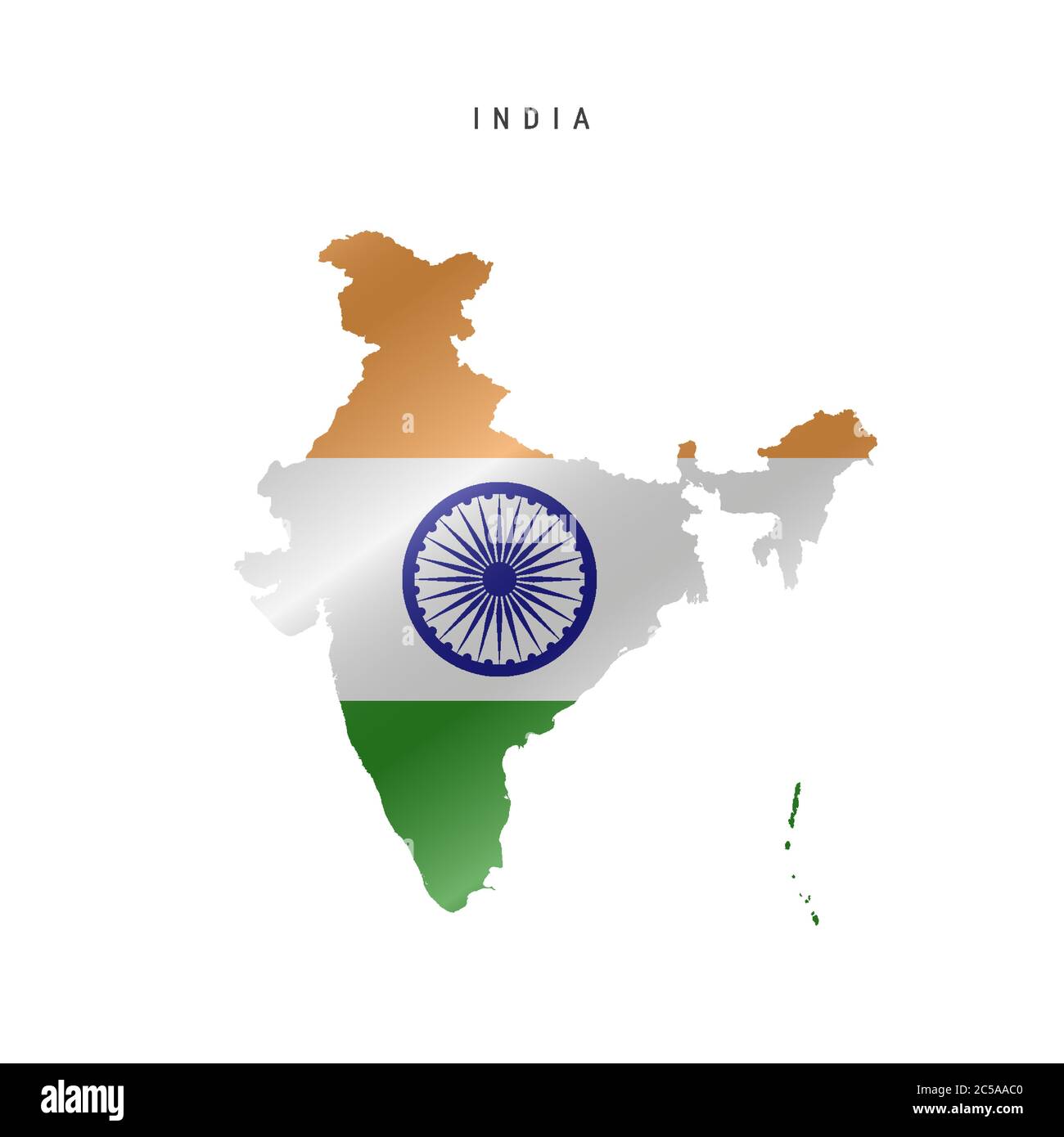 Detailed waving flag map of India. Vector map with masked flag Stock ...