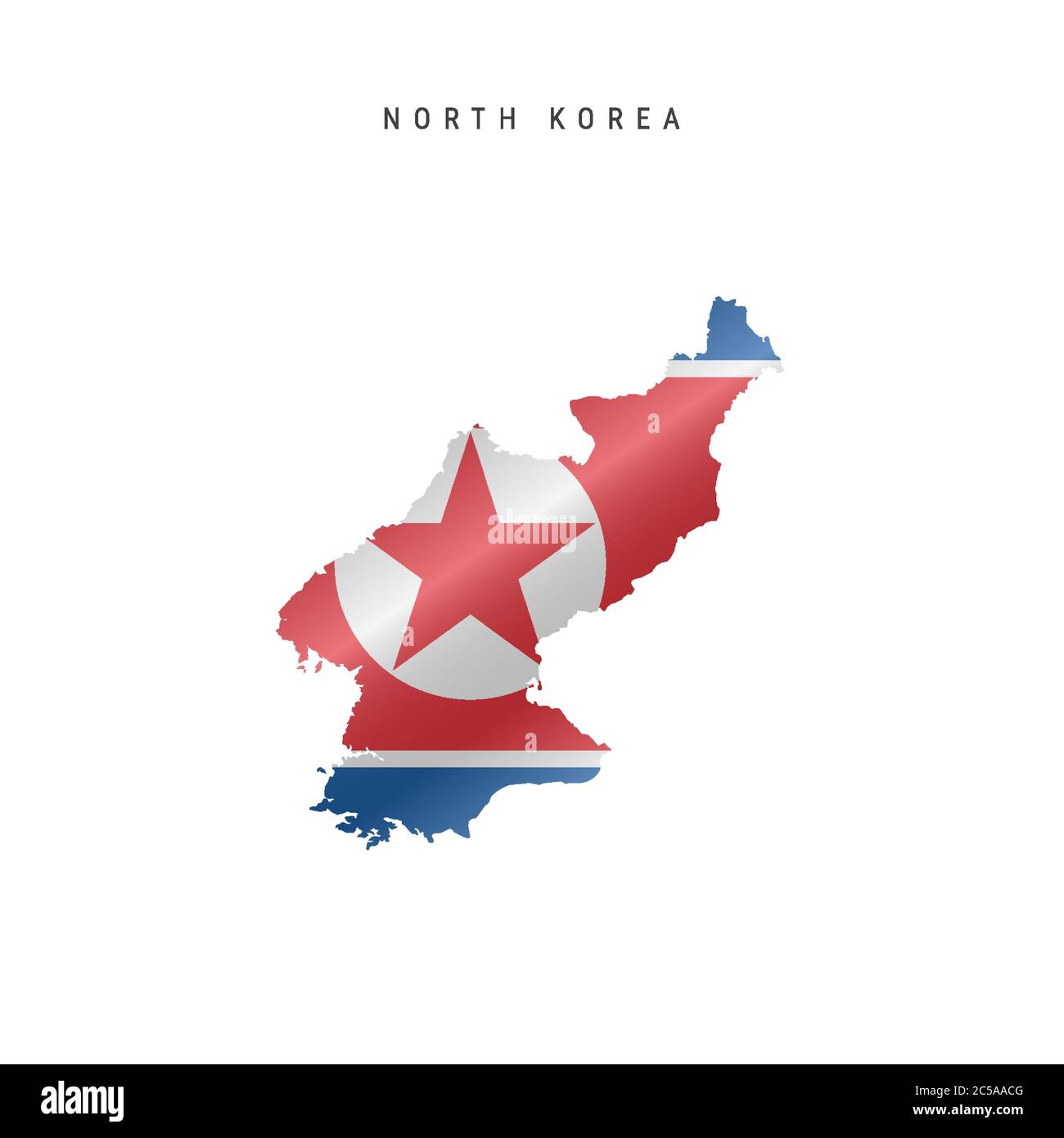 Detailed waving flag map of North Korea. Vector map with masked flag ...