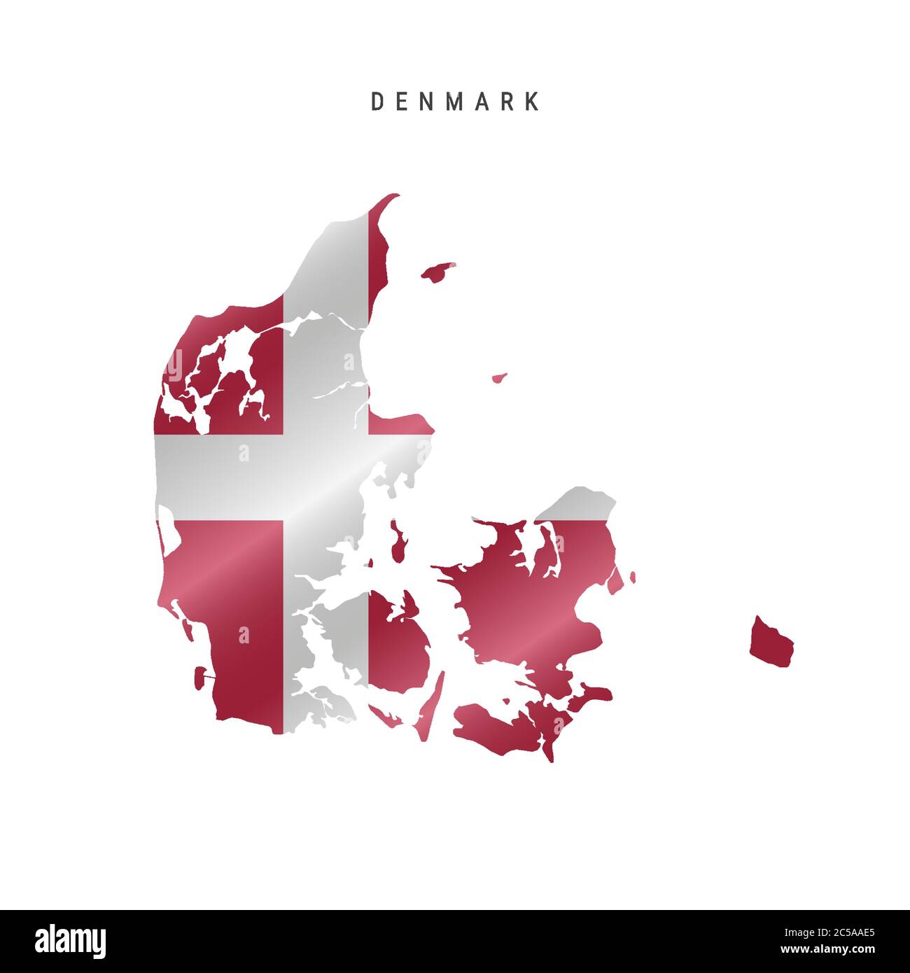 Detailed waving flag map of Denmark. Vector map with masked flag Stock ...