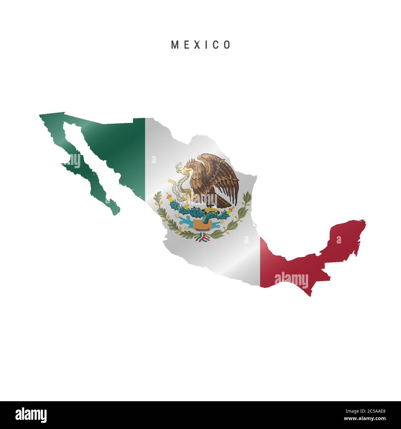 Detailed waving flag map of Mexico. Vector map with masked flag Stock ...