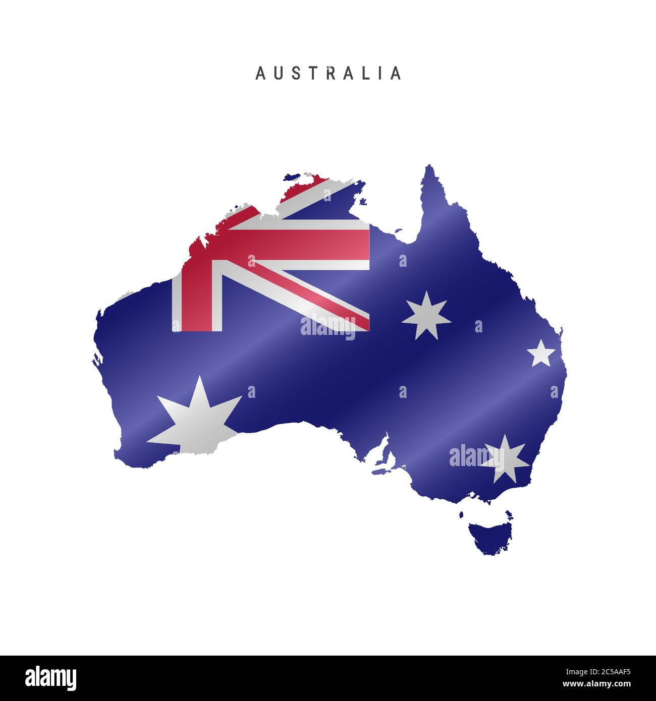 Detailed waving flag map of Australia. Vector map with masked flag ...