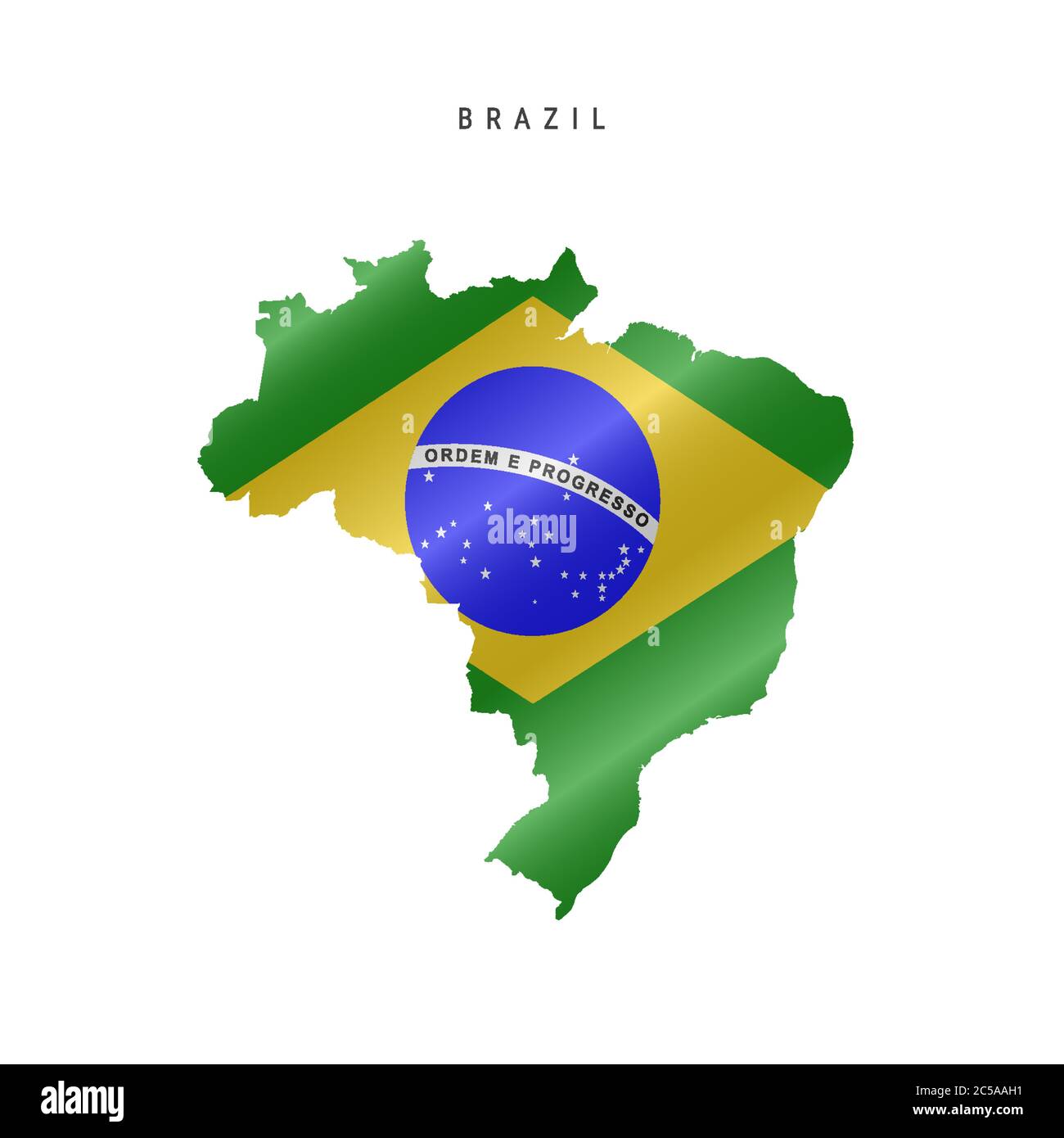 Detailed waving flag map of Brazil. Vector map with masked flag Stock ...