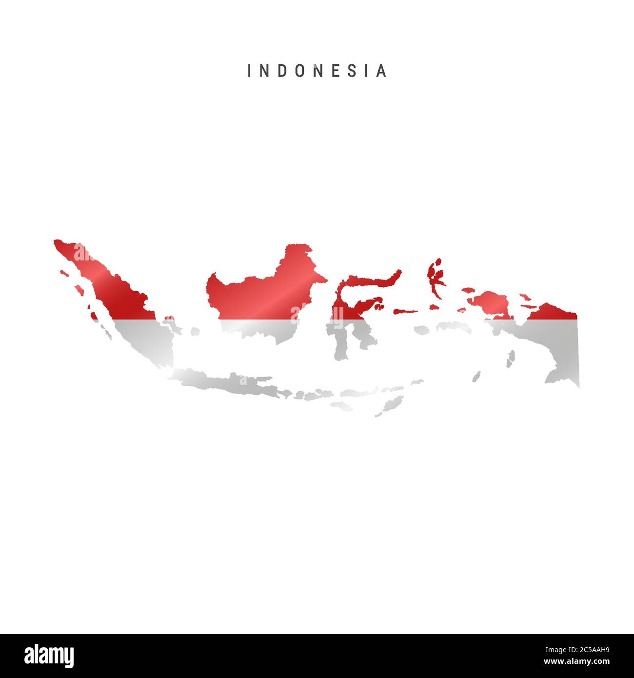 Detailed waving flag map of Indonesia. Vector map with masked flag ...