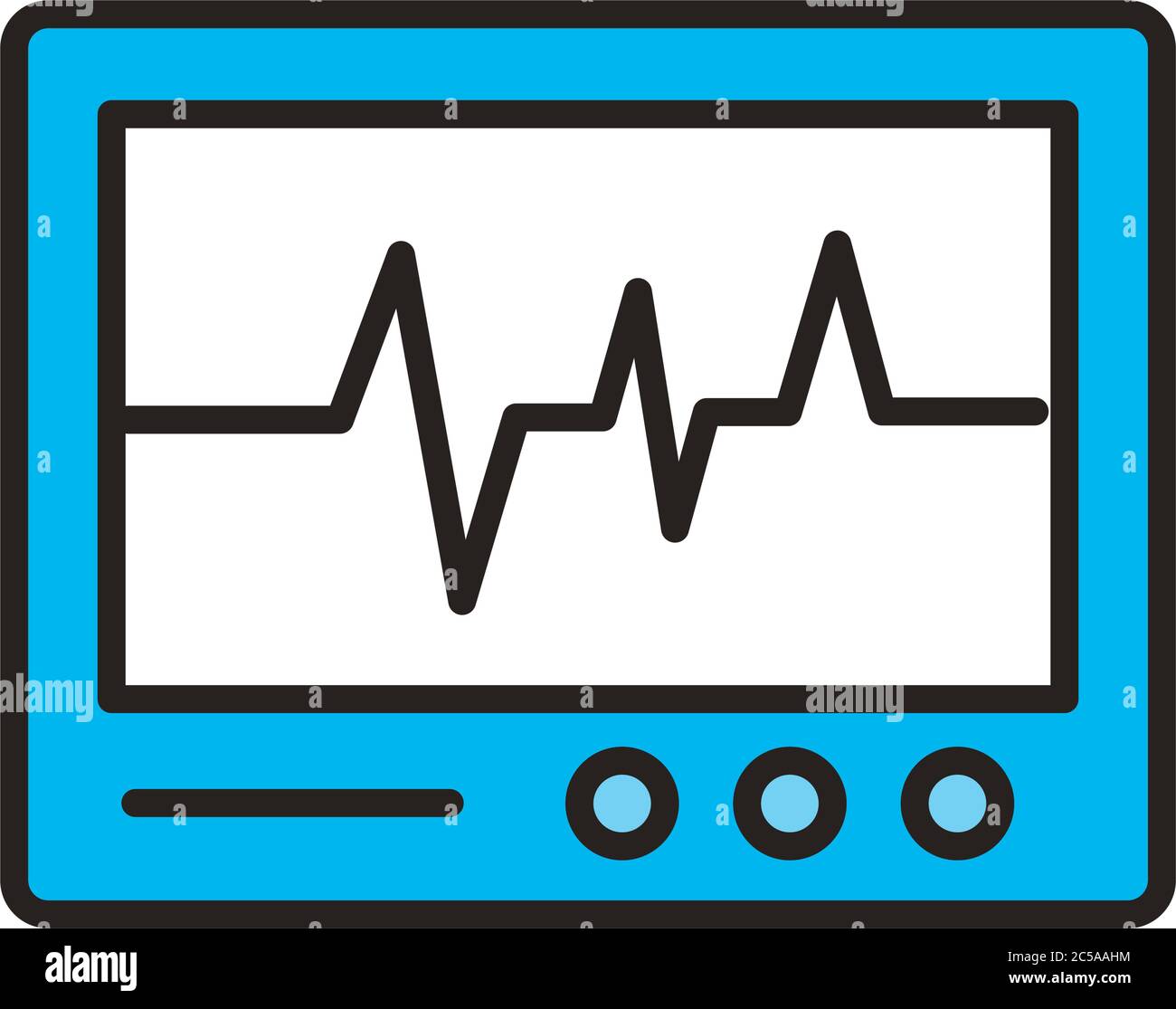 medical ekg machine cardiology pulse line and fill icon vector ...