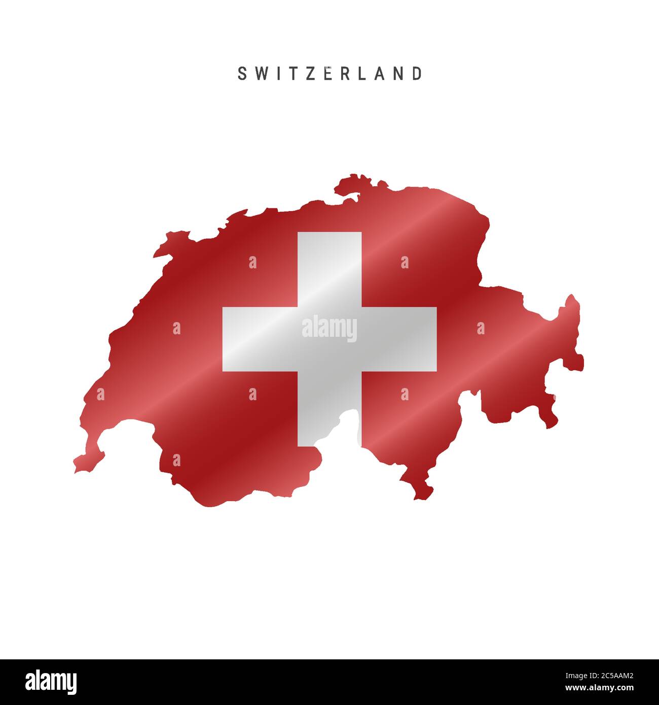 Detailed waving flag map of Switzerland. Vector map with masked flag ...