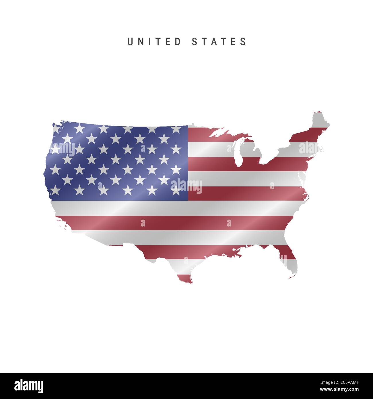 Detailed waving flag map of the United States. Vector map with masked ...