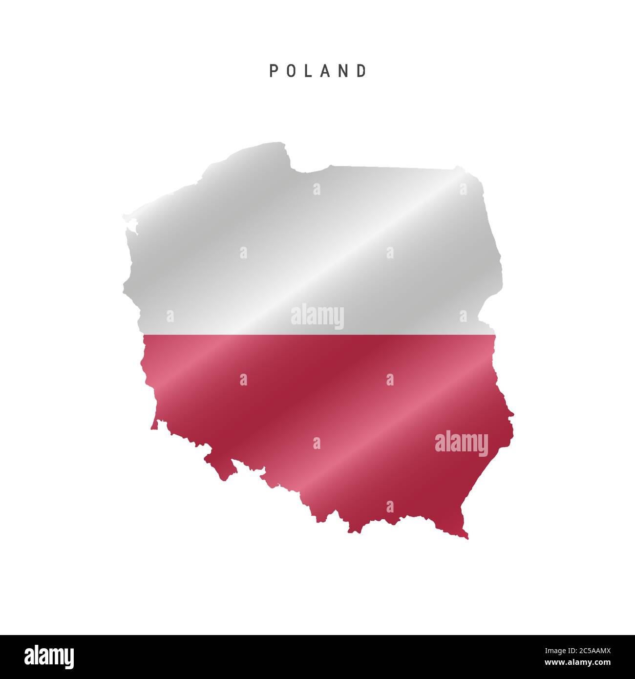 Detailed waving flag map of Poland. Vector map with masked flag Stock ...