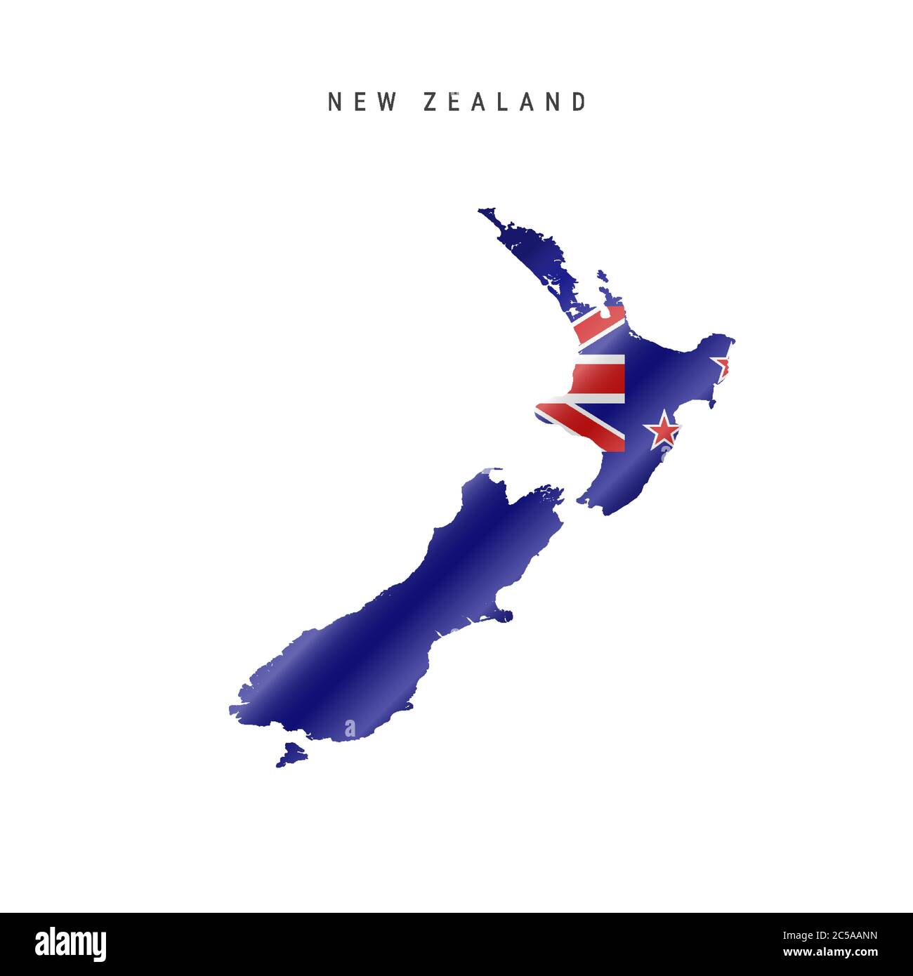 Detailed waving flag map of New Zealand. Vector map with masked flag ...