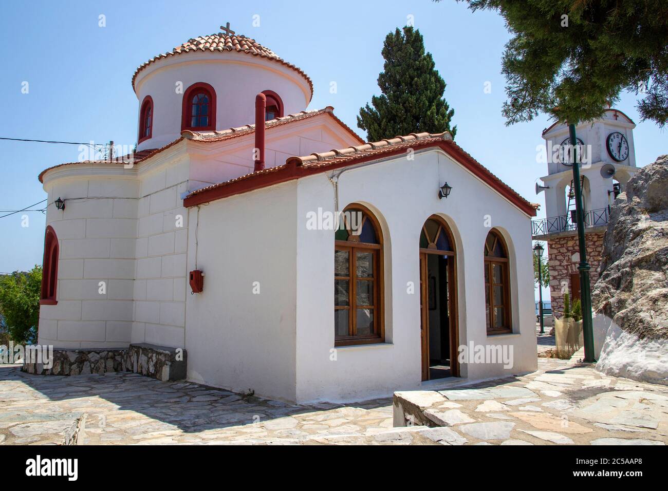 SKIATHOS, GREECE - AUGUST 13, 2019. Dome roof of church, Skiathos Town ...