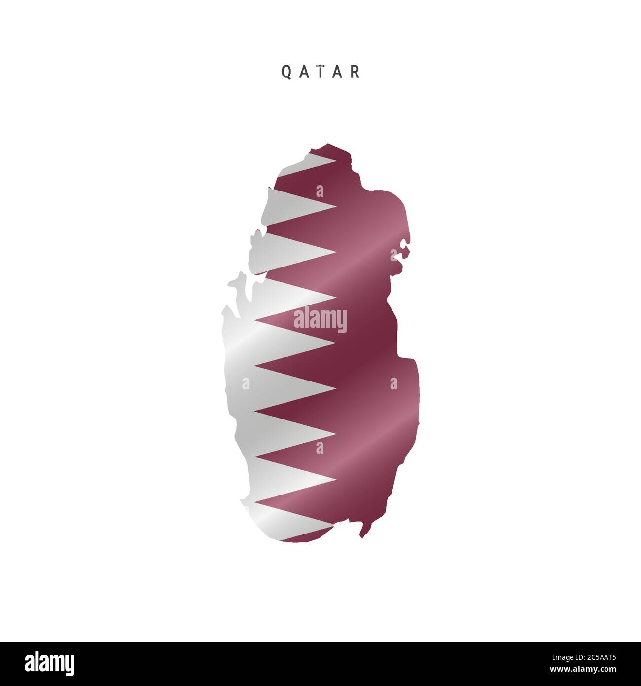 Detailed waving flag map of Qatar. Vector map with masked flag Stock ...