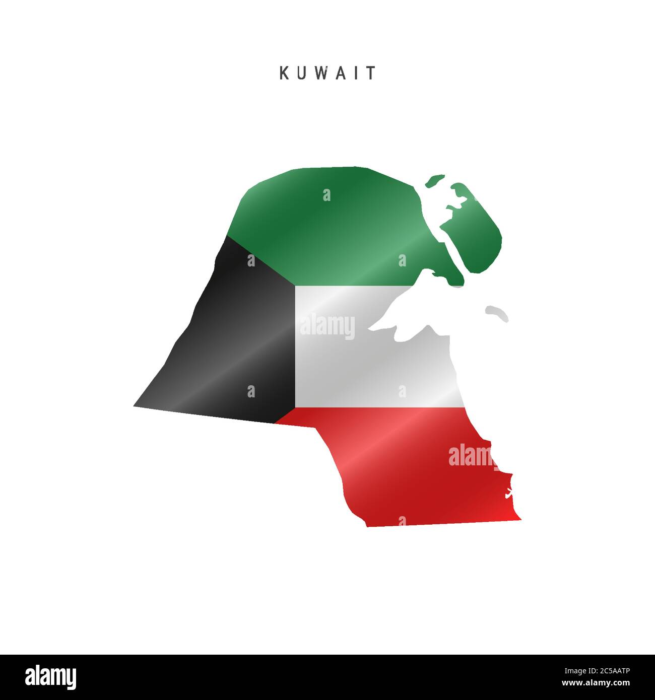 Detailed Waving Flag Map Of Kuwait Vector Map With Masked Flag Stock