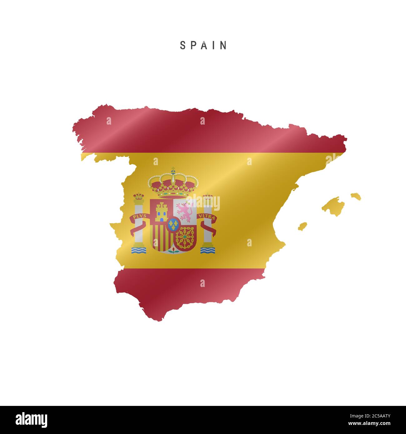 Detailed waving flag map of Spain. Vector map with masked flag Stock ...