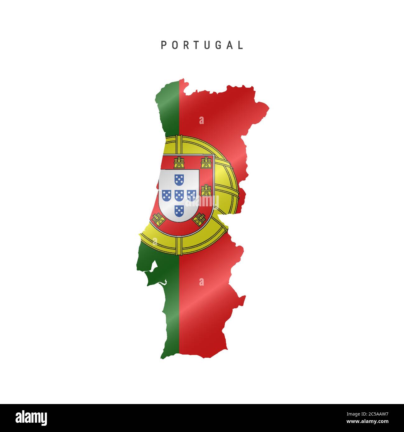Detailed Waving Flag Map Of Portugal Vector Map With Masked Flag Stock