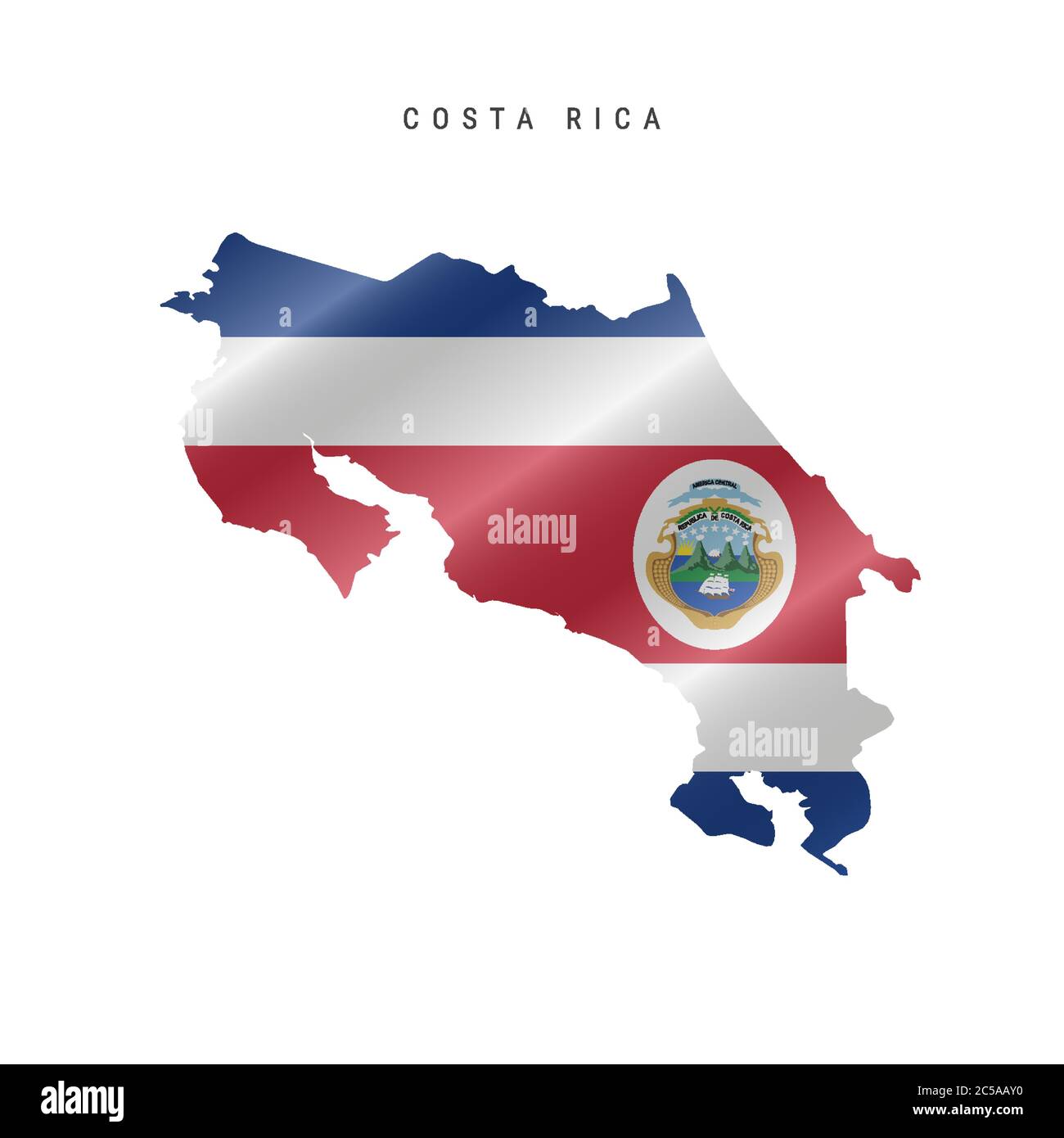 Detailed waving flag map of Costa Rica. Vector map with masked flag ...
