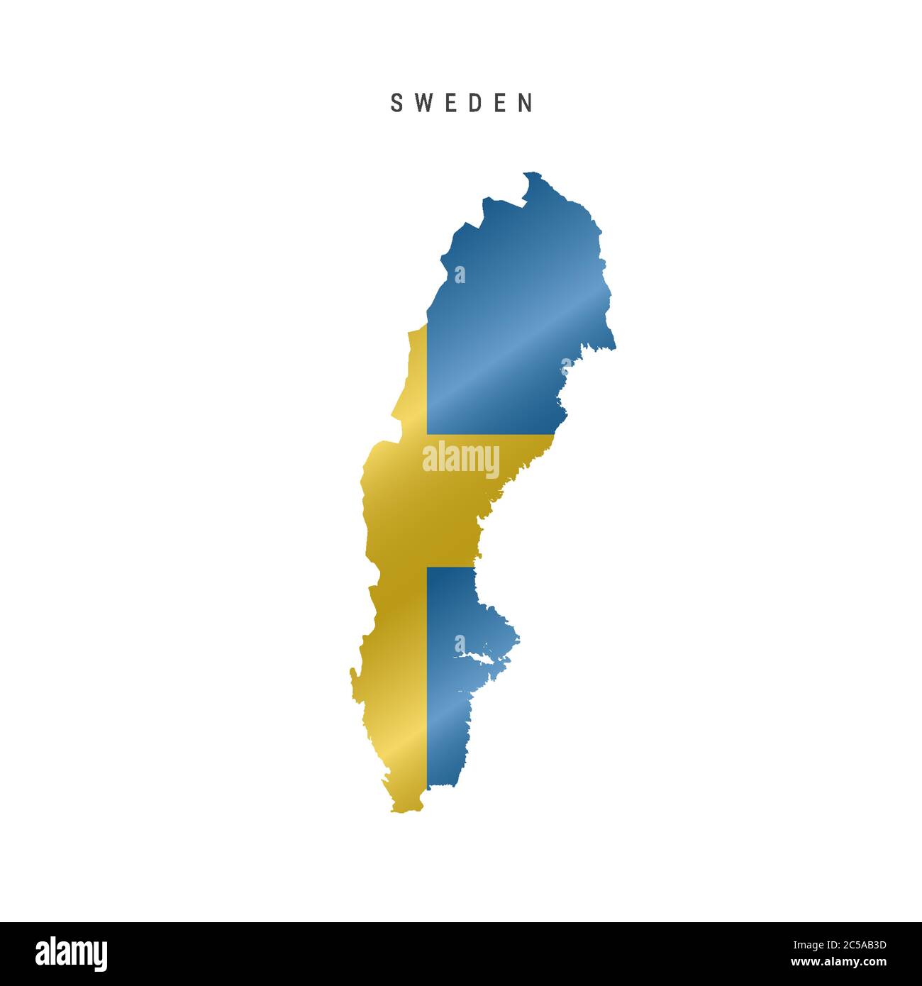 Detailed waving flag map of Sweden. Vector map with masked flag Stock ...