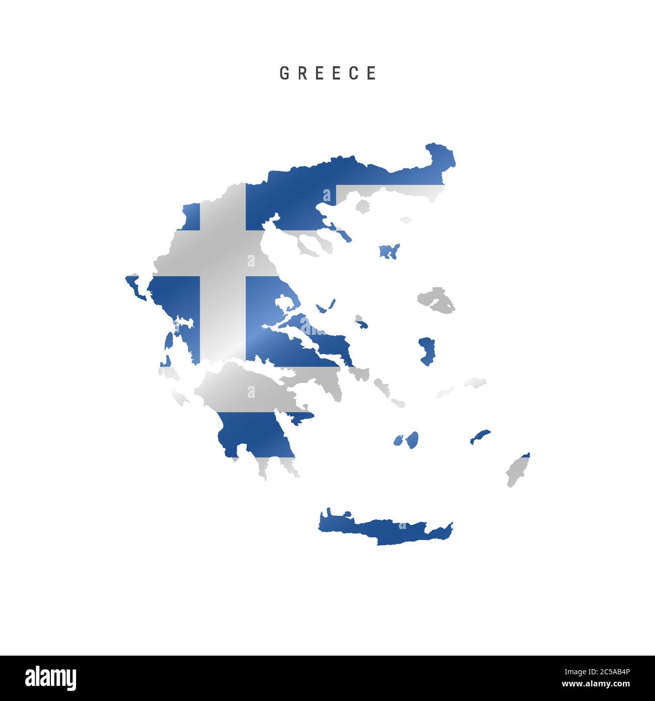Detailed waving flag map of Greece. Vector map with masked flag Stock ...