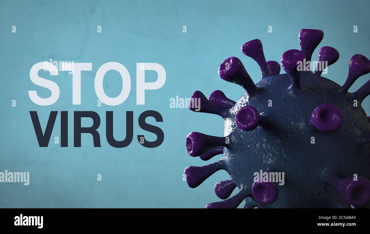 Stop Virus - Word Corona Virus Banner Blue Isolated with Color ...