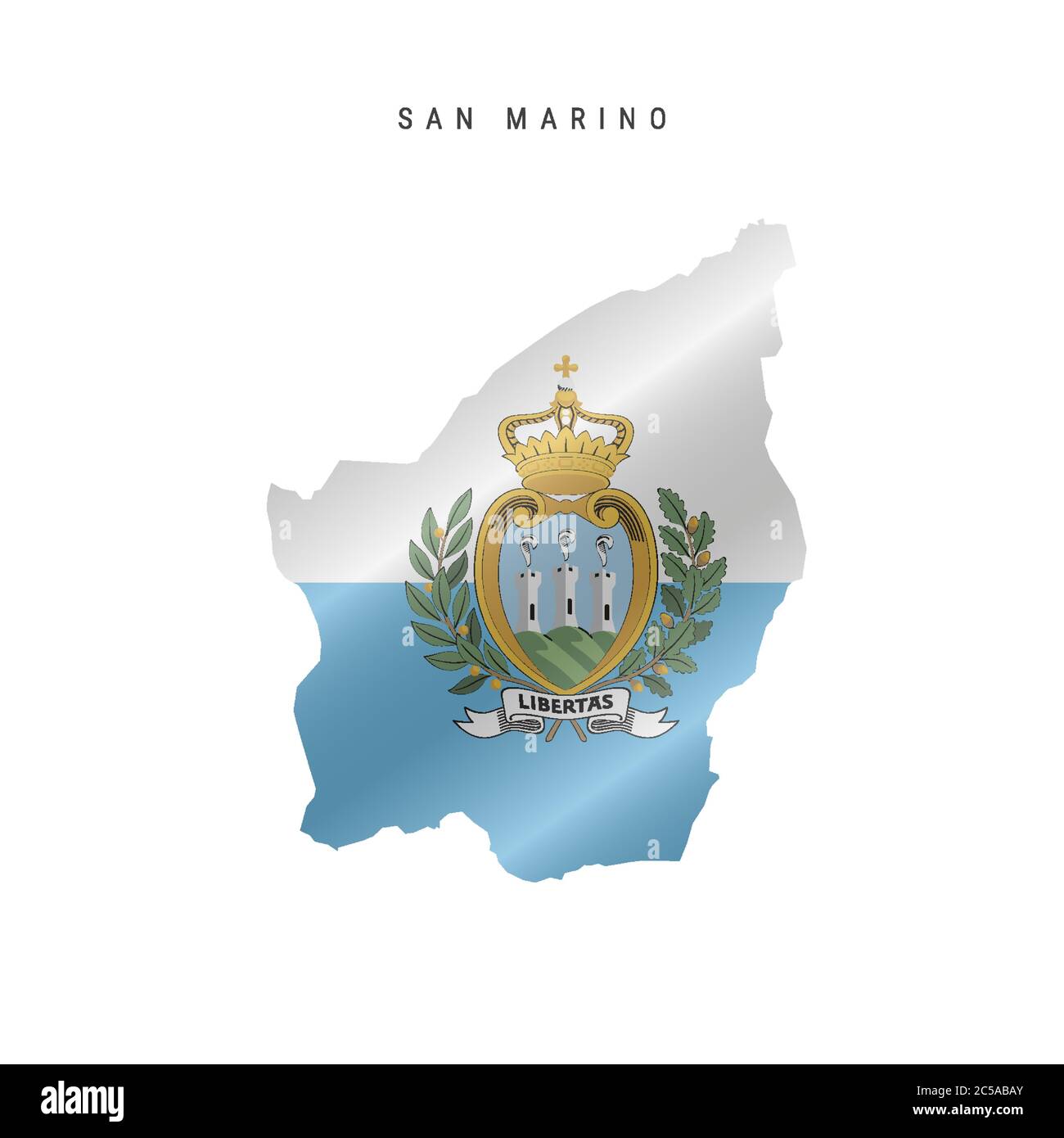 Detailed Waving Flag Map Of San Marino Vector Map With Masked Flag