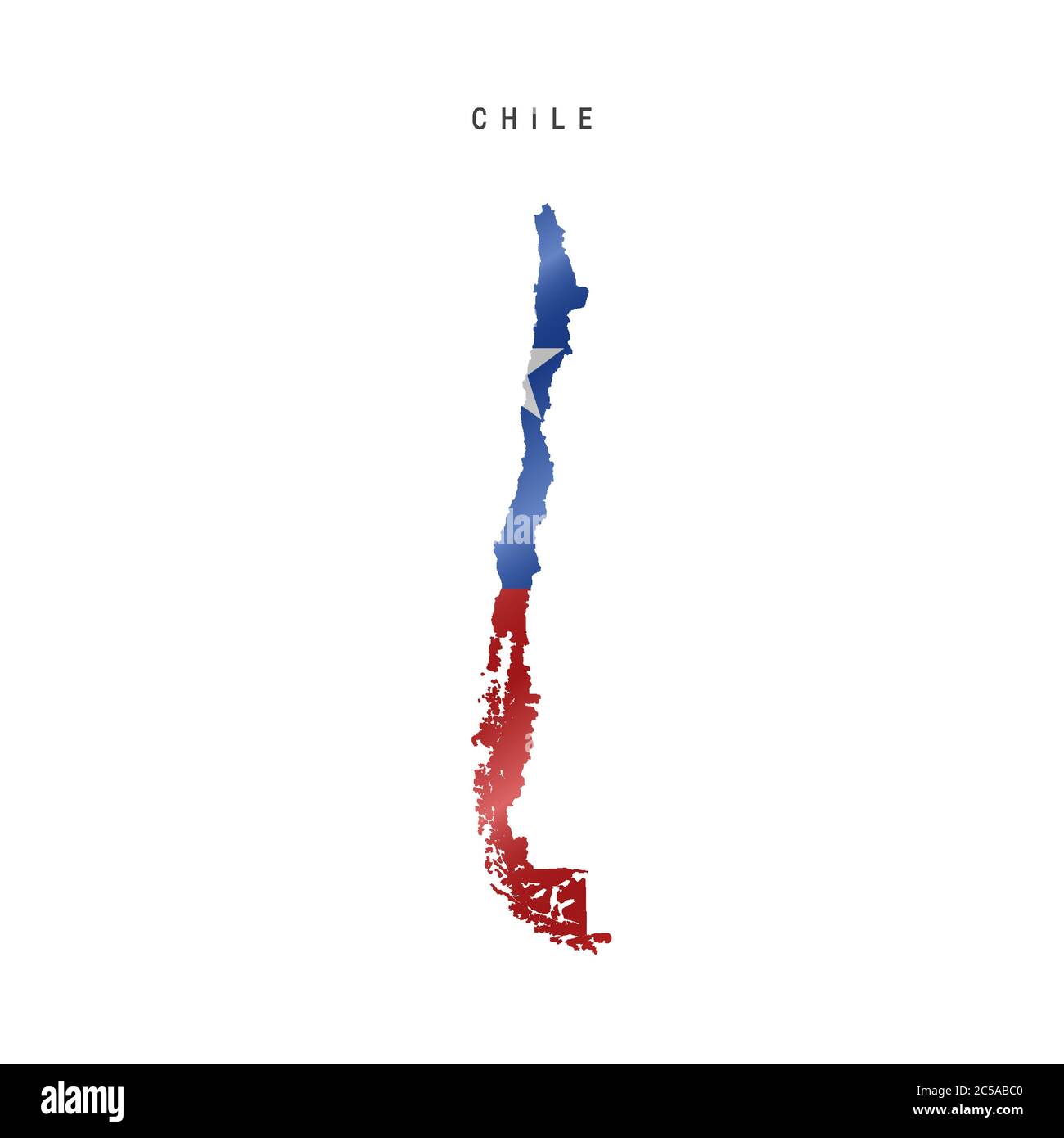 Detailed Waving Flag Map Of Chile Vector Map With Masked Flag Stock