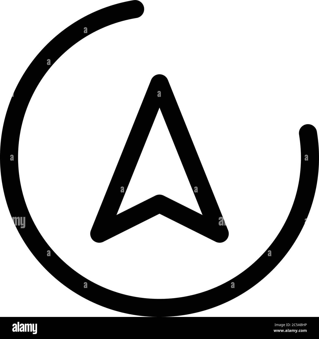 Direction arrow in a circle. Navigation theme. Outline modern design element. Simple black flat ...