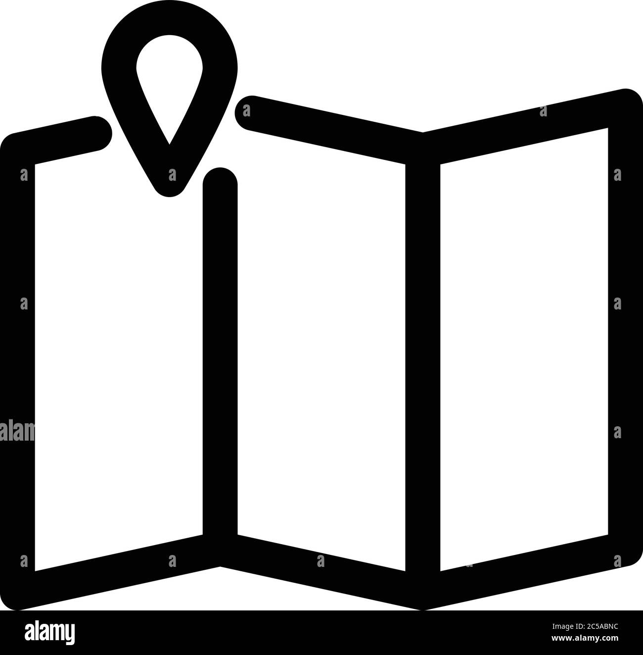 Folding paper map icon. Symbol of travelling and planning. Outline ...