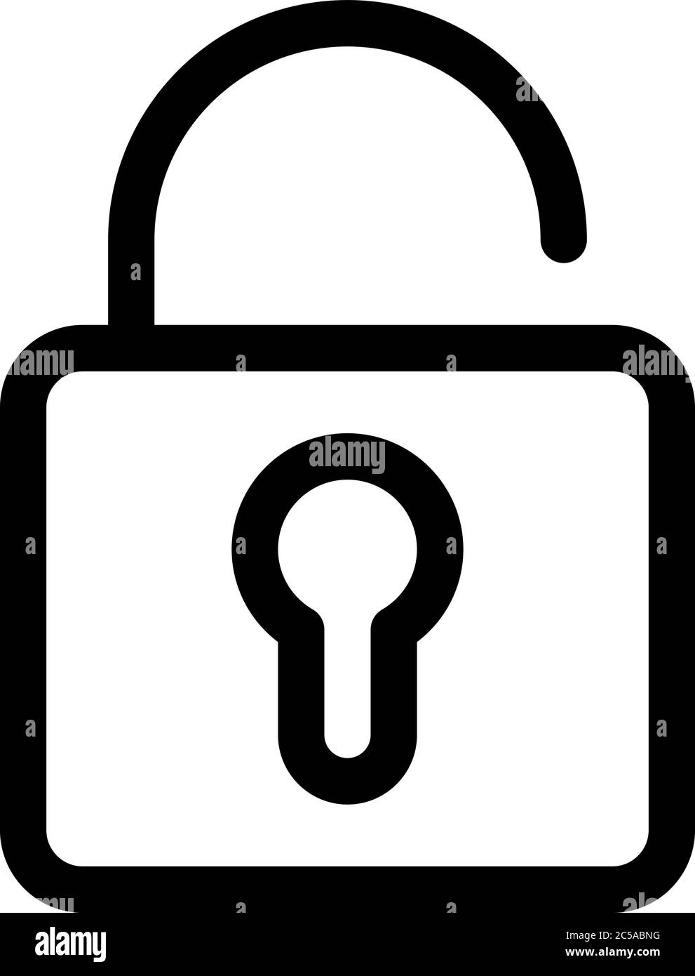 Unloked padlock icon. Symbol of security and secret. Outline modern ...