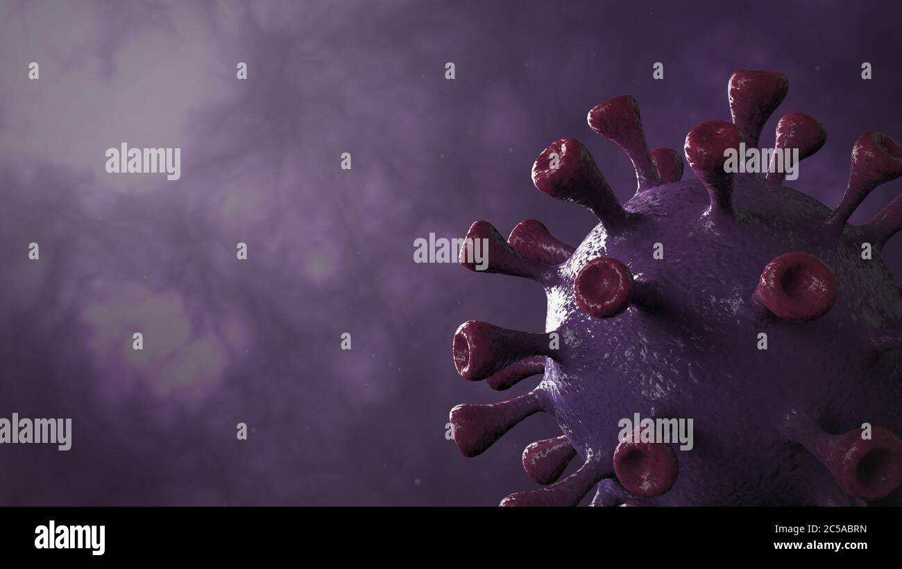 Corona Virus Violet Rotation spinning in center Isolated with Dinamic ...