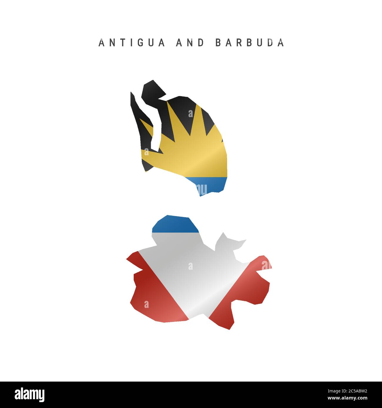 Detailed waving flag map of Antigua and Barbuda. Vector map with masked ...