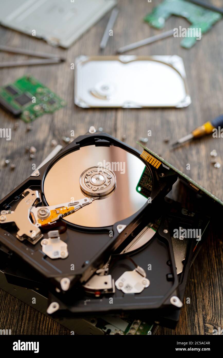 Computer hard drive. Computer Repair. Modern computer technology Stock ...
