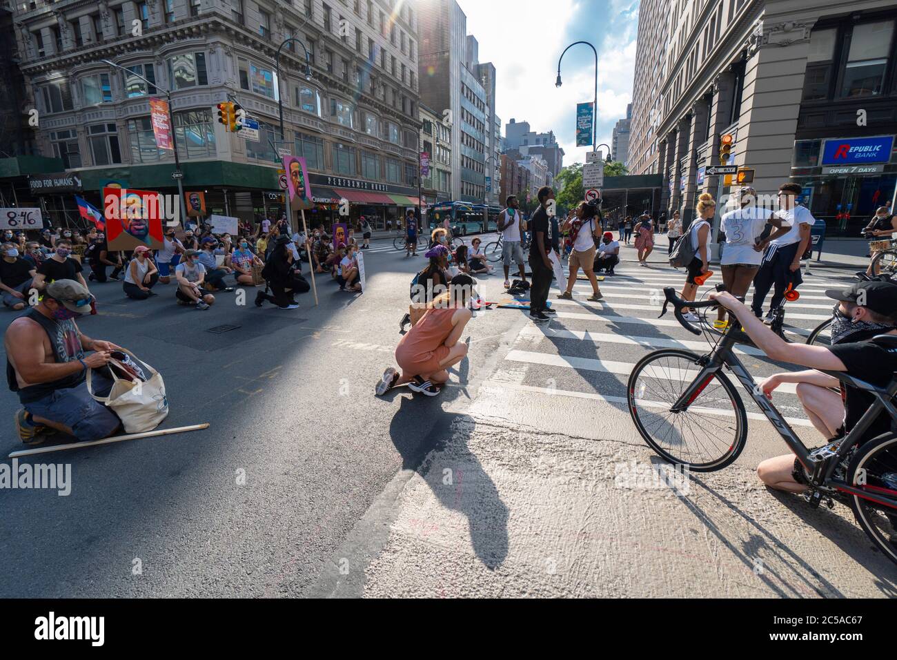 BLM Protestors block the intersection and continue to demonstrate Stock ...