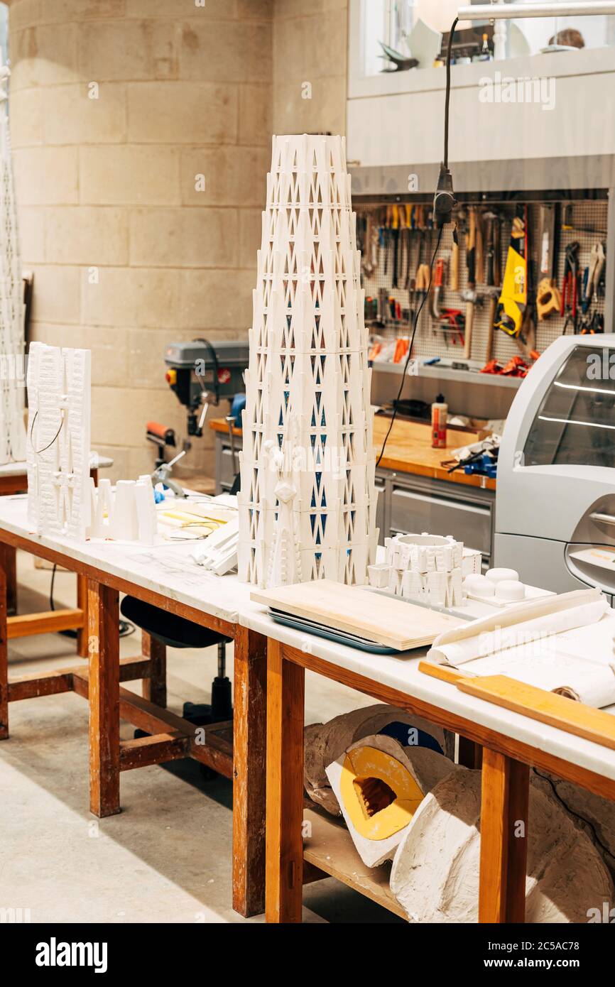Barcelona, Spain - 15 December 2019: Architect's workshop in Sagrada ...