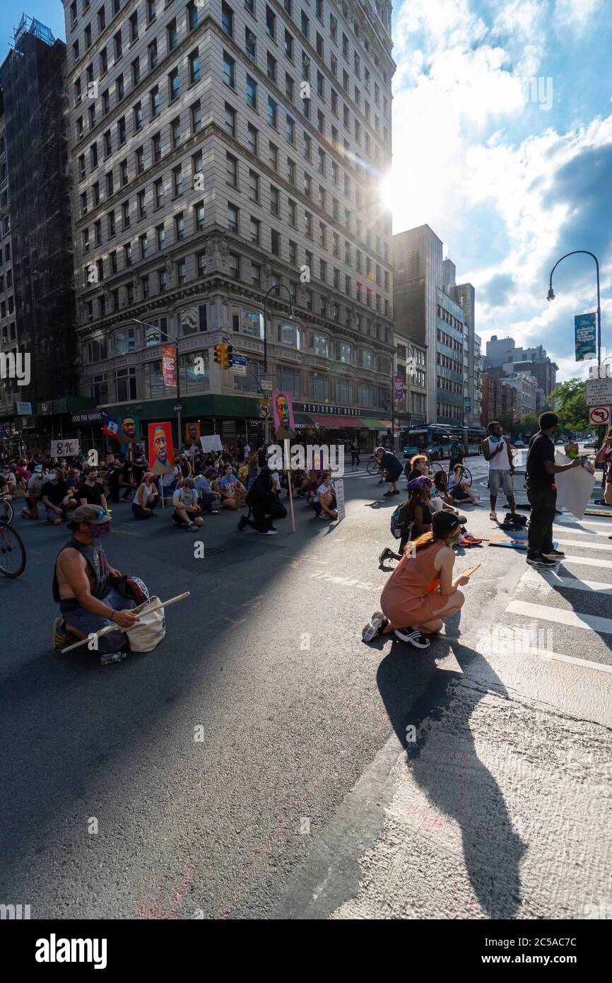 BLM Protestors block the intersection and continue to demonstrate Stock ...