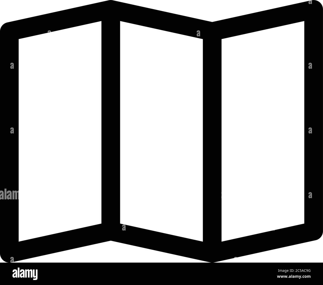 Folding paper map icon. Symbol of travelling and planning. Outline modern design element. Simple ...
