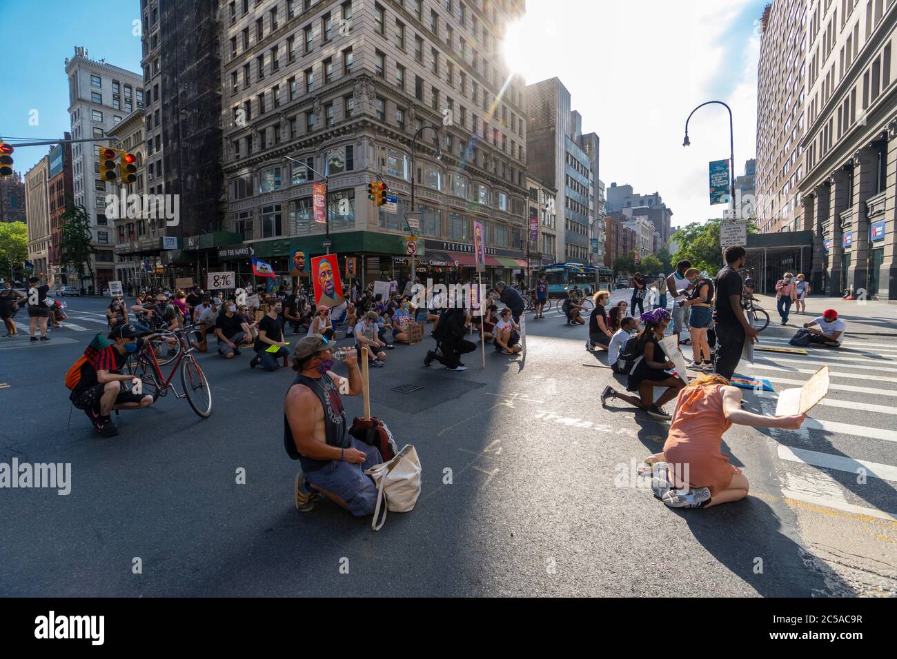 BLM Protestors block the intersection and continue to demonstrate Stock ...
