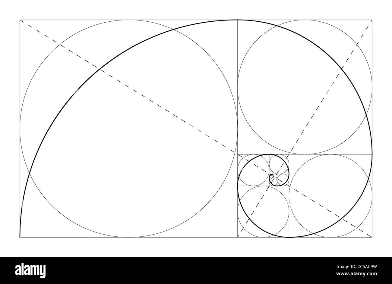 Golden ratio geometric concept. Fibonacci spiral. Vector illustration ...